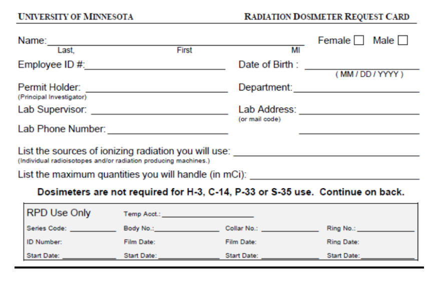Personnel Monitoring and Dosimetry Policy | UMN University Health & Safety